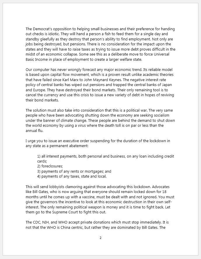 Letter To President Trump - Send It Everywhere You Can | Armstrong ...