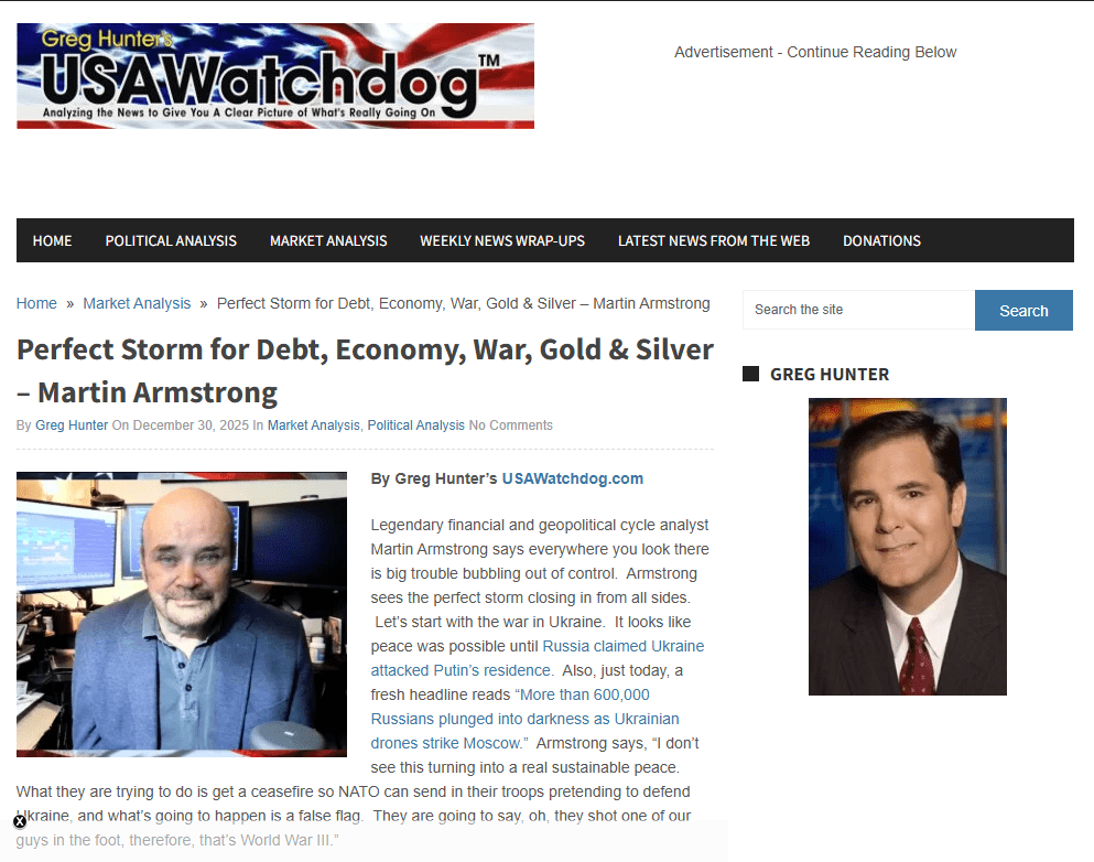 The Perfect Storm - Interview On USA Watchdog | Armstrong Economics